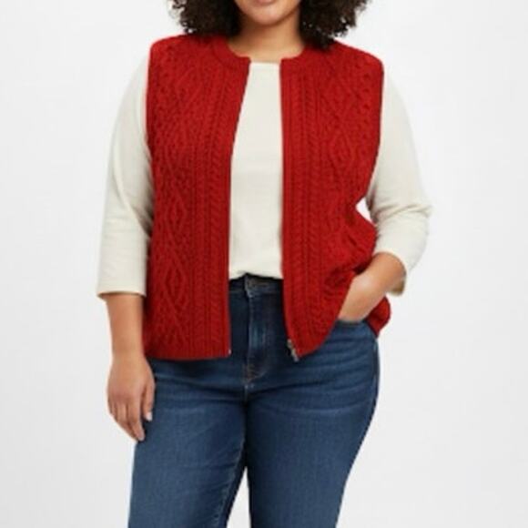 Aran Crafts | Sweaters | Aran Crafts 0 Irish Merino Wool Cable Knit Zip ...